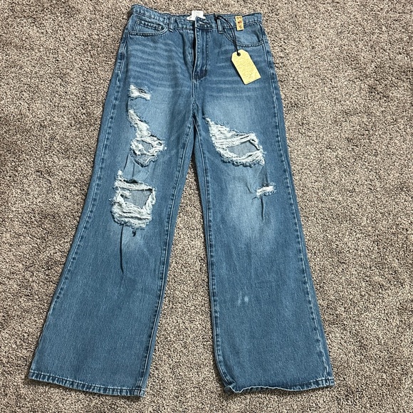 Vibrant | Jeans | Vibrant Blue Distressed Flare Jeans | Poshmark